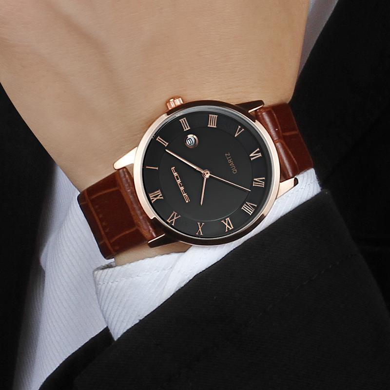 Buy SANDA 7mm Super Slim Men's Watches Leather Business Leisure ...