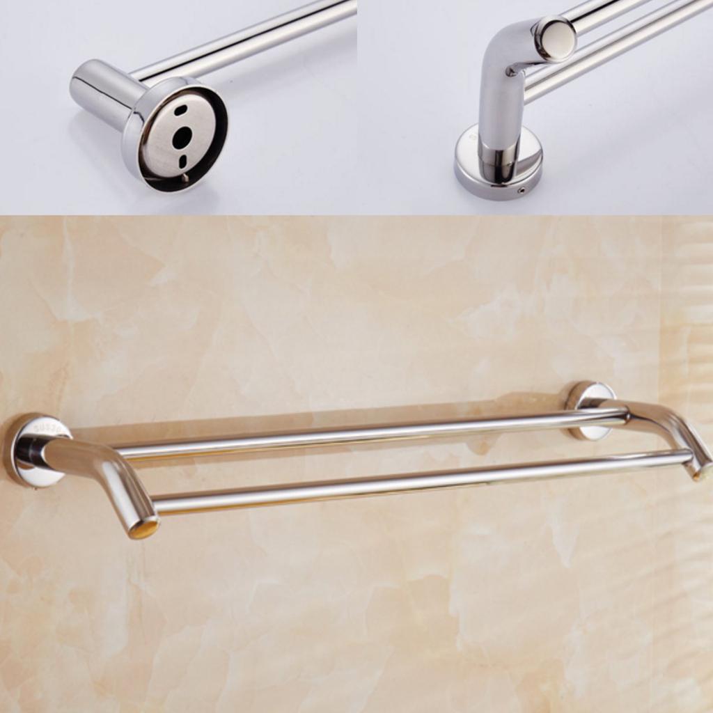 Buy Wall Mounted Double Towel Rack Hotel Rail Stainless Steel Bathroom ...