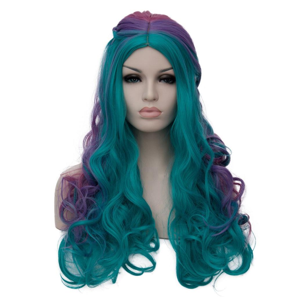 Flecht Stil Lange Lockige Regenbogen Perücke Cosplay Kostüm Kunsthaar ...