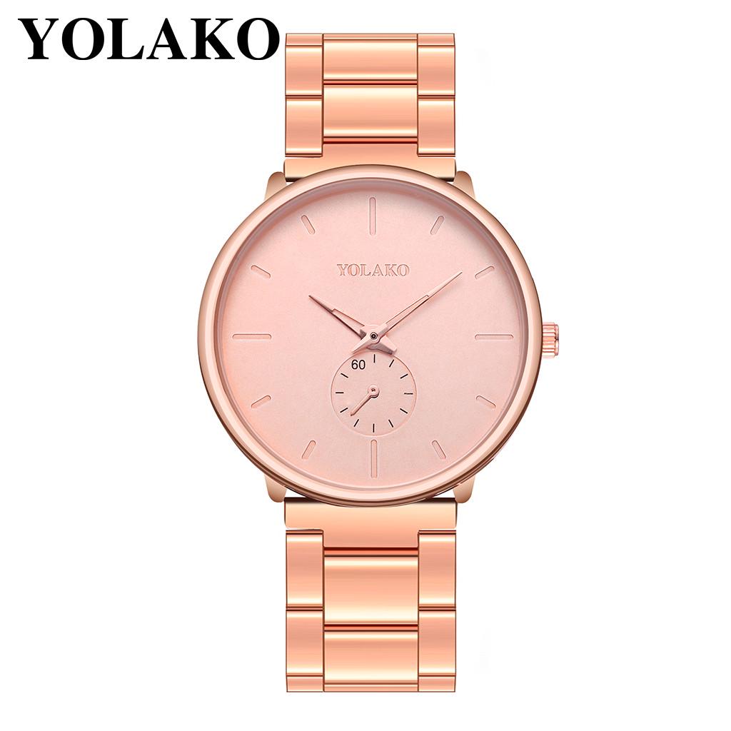 Buy YOLAKO Men's Luxury Business Steel Strip Watch With Simple Mirror ...
