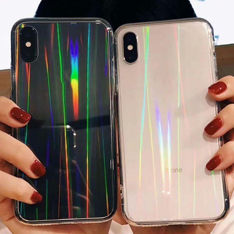 Clear Shining laser Glossy phone Case for iphone X XS XR XS Max 6 6S 7 ...