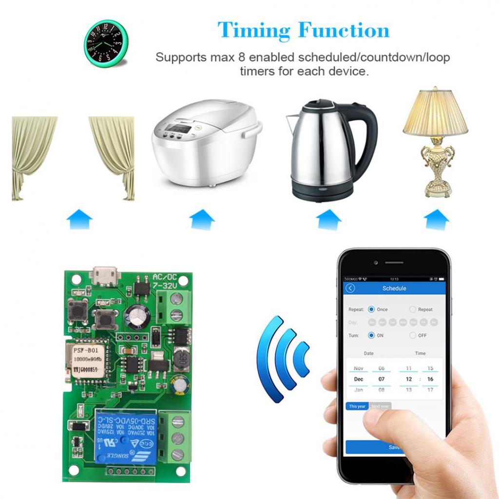 Buy SONOFF 1CH DC5V/7-32V WiFi Inching Self-Locking Smart Switch ...