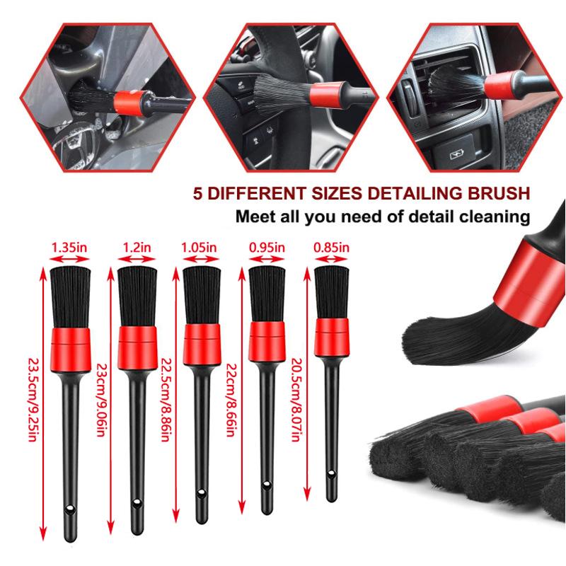 Buy 20Pcs Car Detailing Cleaning Brush Set with Alloy Wheel Brush,Short ...