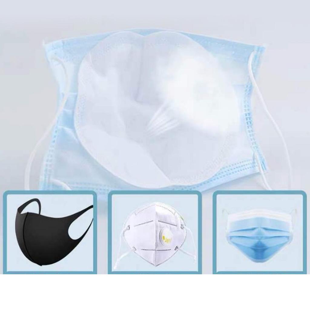 Buy 50x Disposable Face Mask Pad 3 Layer Breathable Replacement White ...