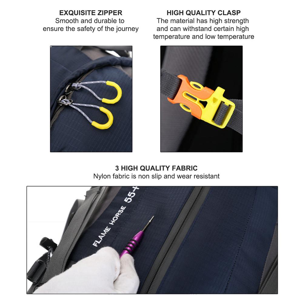 60L Lightweight Water Resistant Hiking Backpack Day-pack for Men ...