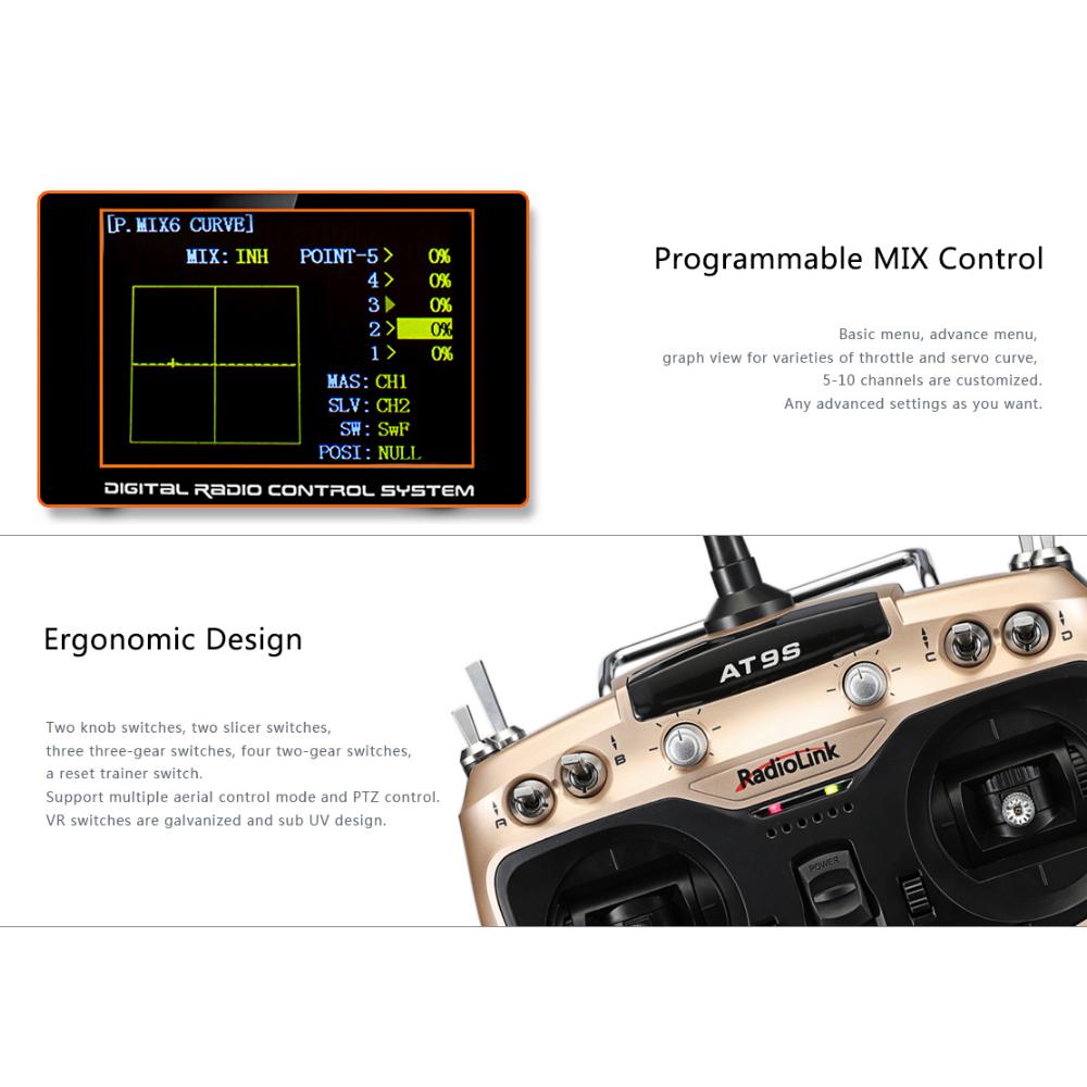 Buy RadioLink AT9S 2.4GHz 10CH Remote Control System Transmitter Mode2 ...