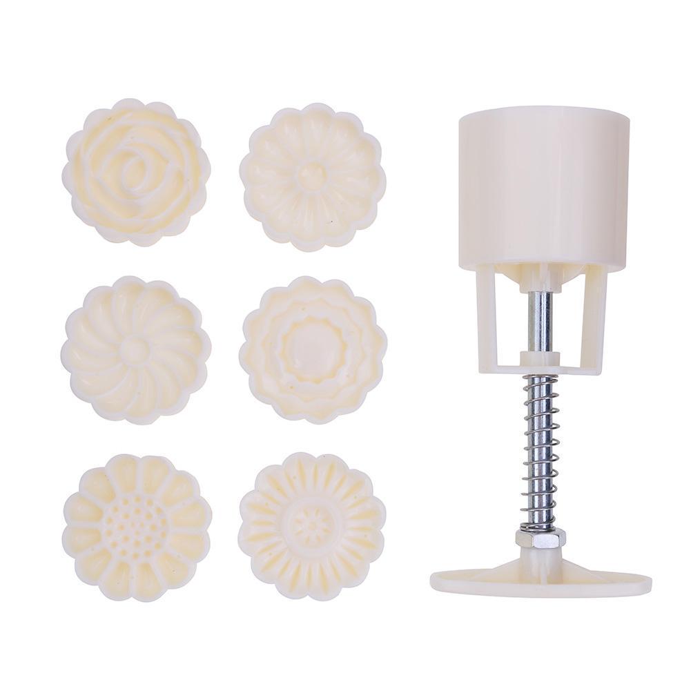 Buy Creative 7 Pcs/set 3D Rose Moon Cake Mold Hand Pressure Mid-Autumn ...
