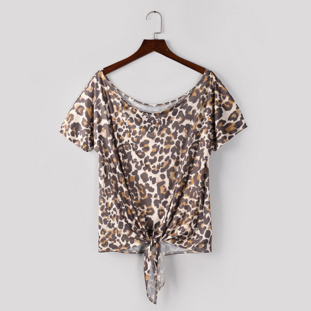 Buy Womens Short Sleeve Off Shoulder Leopard Print T Shirt Top Casual