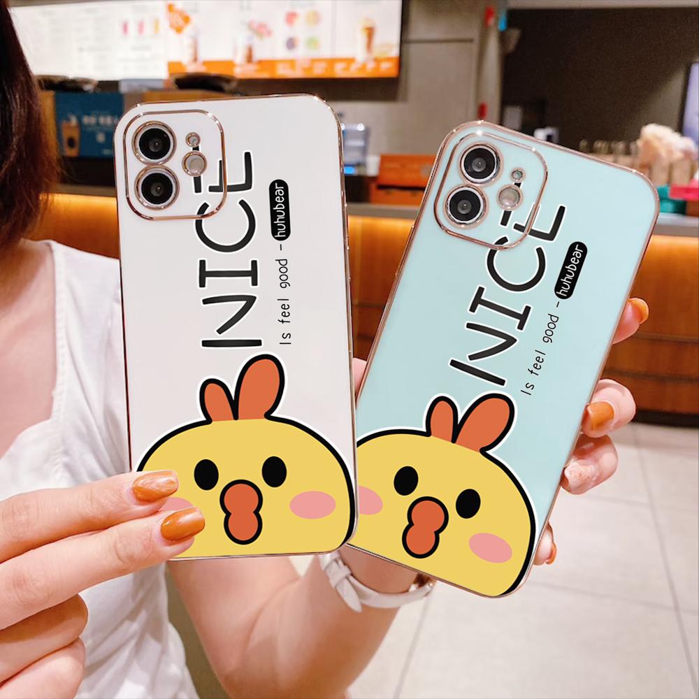 Buy Fashion Painted Square Edge Pattern Casing Plated Phone Shell ...