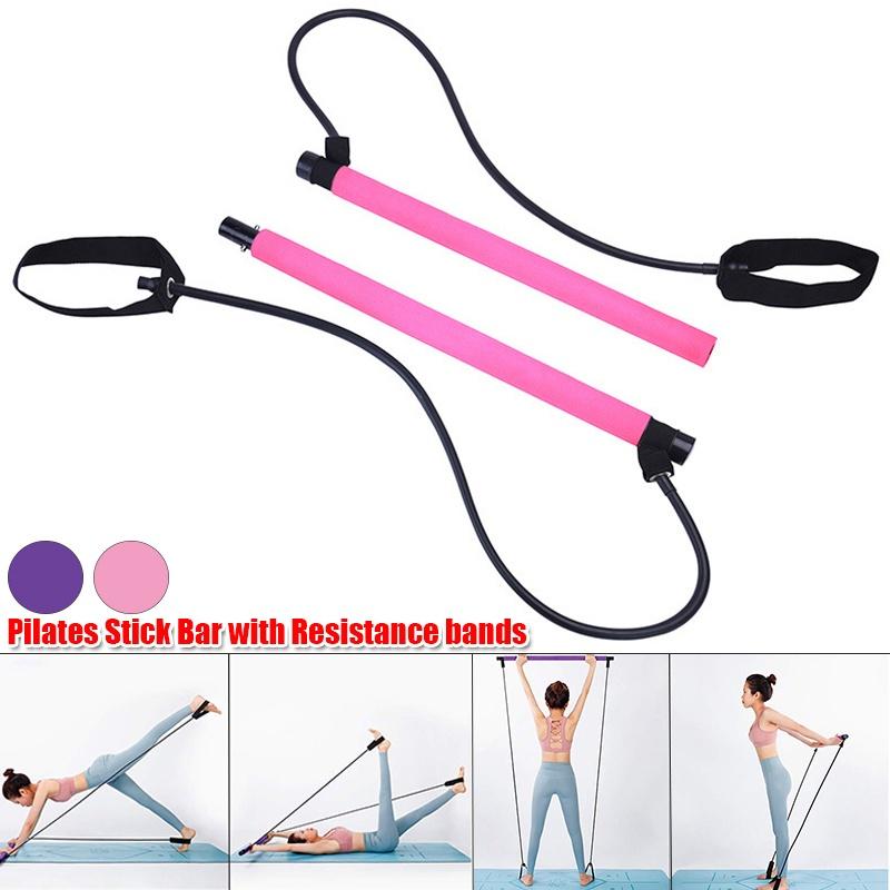 FLEXIES Portable Pilates Bar Kit With Free 8-Loop Stretch Band, Workout ...