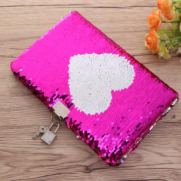 1 Pc Love Heart Notebook Reversible Colorful Sequin Private Journal ...