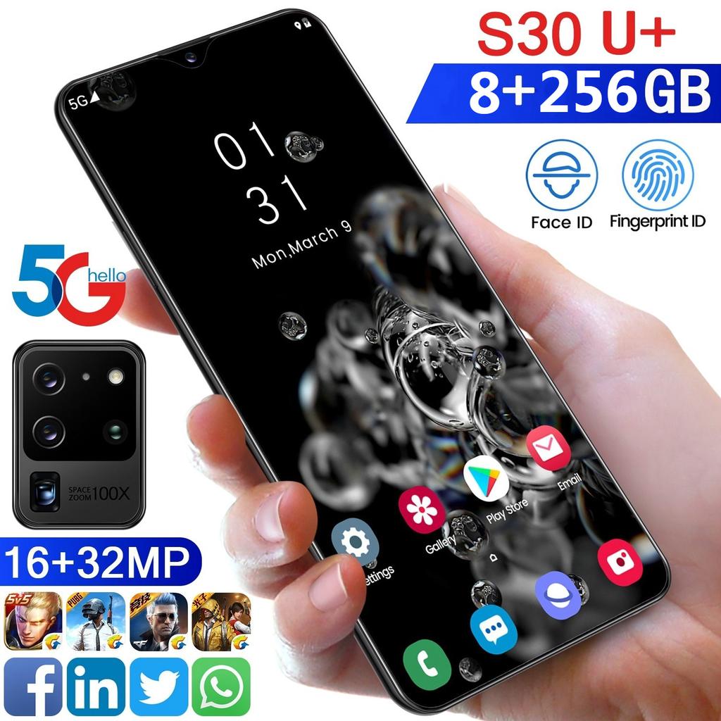 Smartphone with 8G+ 256G 6.8inch Display Support Fingerprint Unlock ...