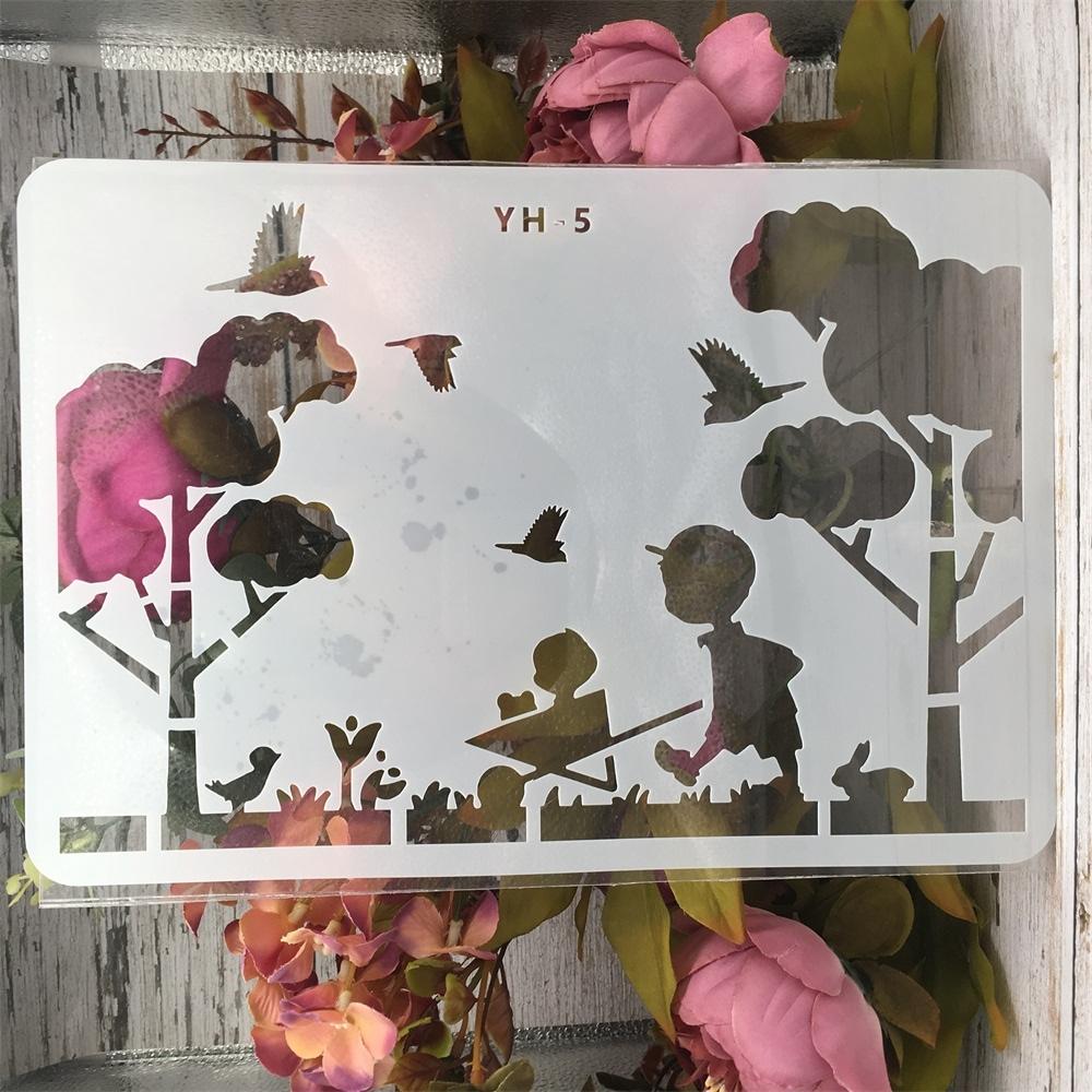 Cheap 16Pcs/Set A4 29cm Landscape Character DIY Layering Stencils Wall ...