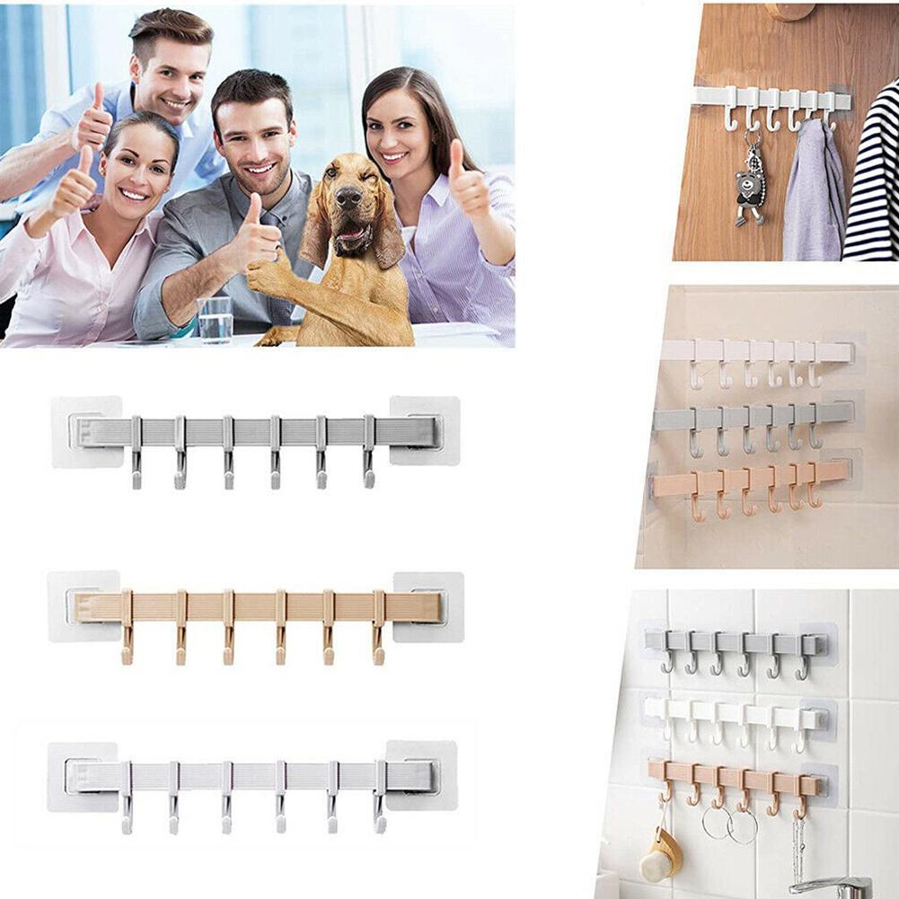 Buy 6 Even Row Hooks Strong Self-Adhesive Hook Kitchen Wall Hanging ...