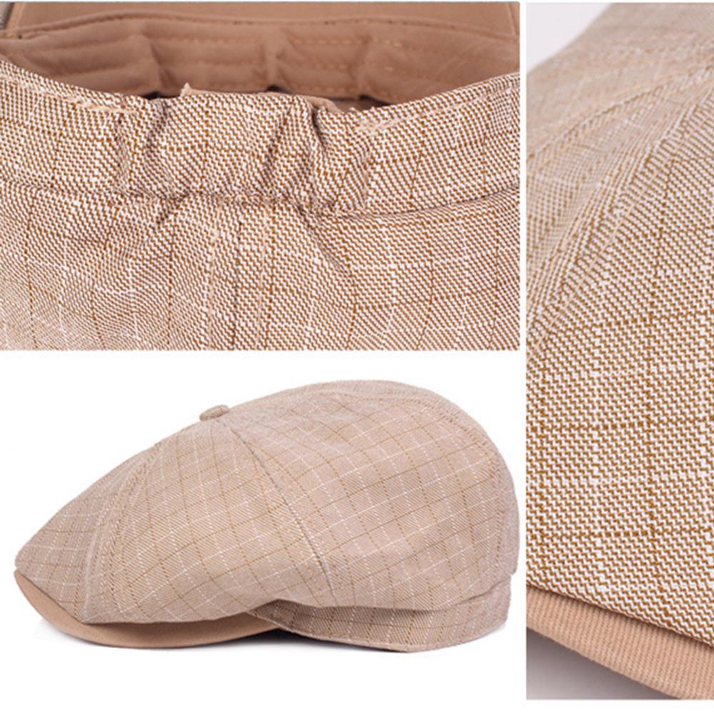 Buy Men Retro Berets Caps Casual Peaked Caps Plaid Cotton Berets Hats ...