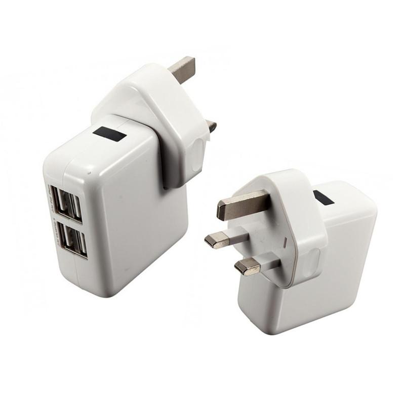 Buy 4 Port USB Travel Charger Mains Wall AC Multi Adapter UK Plug Wall ...
