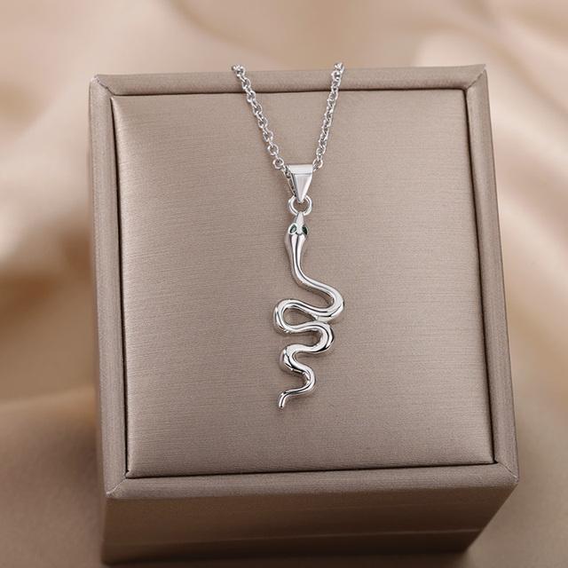 Punk Zircon Snake Necklaces for Women Classic Animal Snake Pendant Necklace Female Birthday ...