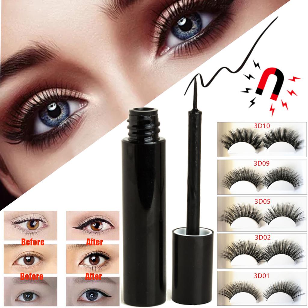 Buy Magnetic Liquid Eyeliner With False Eyelashes Waterproof Long ...