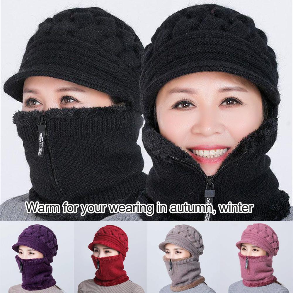 Winter Warm Cycling Knitting Windproof Balaclava Beanies Wool Hat Scarf ...