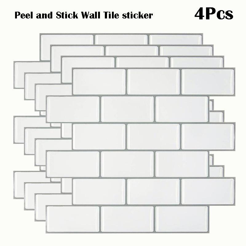 Buy 4PCS White Brick Self Adhesive Mosaic Wall Sticker DIY Removable ...