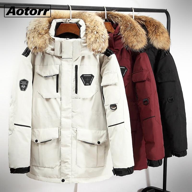 Buy Winter Down Jacket Coat Men Fur Collar Down Thicken Coats Male