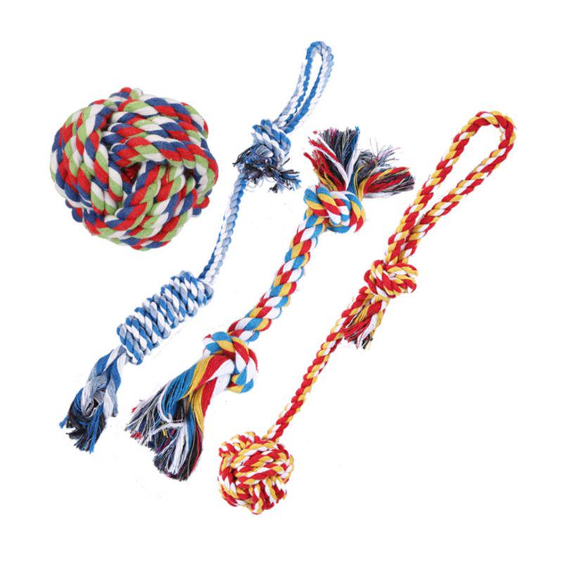 Buy 4 Pcs/set Cotton Rope Pet Toy Puppy Bite Molar Rope Colorful Dogs ...