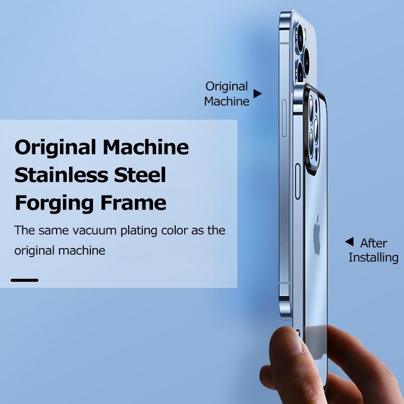 Buy Metal Phone Cases For iPhon 12 13 14 Plus Pro Max Stainless Steel ...