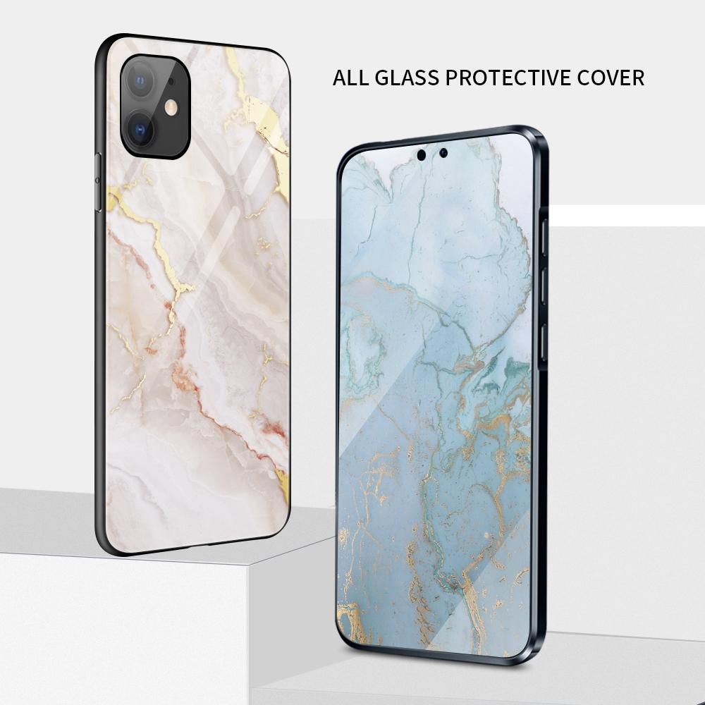 Satın alın Fashion Elegant Marble Pattern Back Glass Phone Cover Case ...