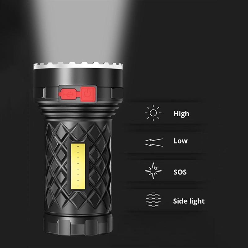 Buy Powerful 7 LED+COB Side Light LED Flashlight Waterproof 5 Modes ...
