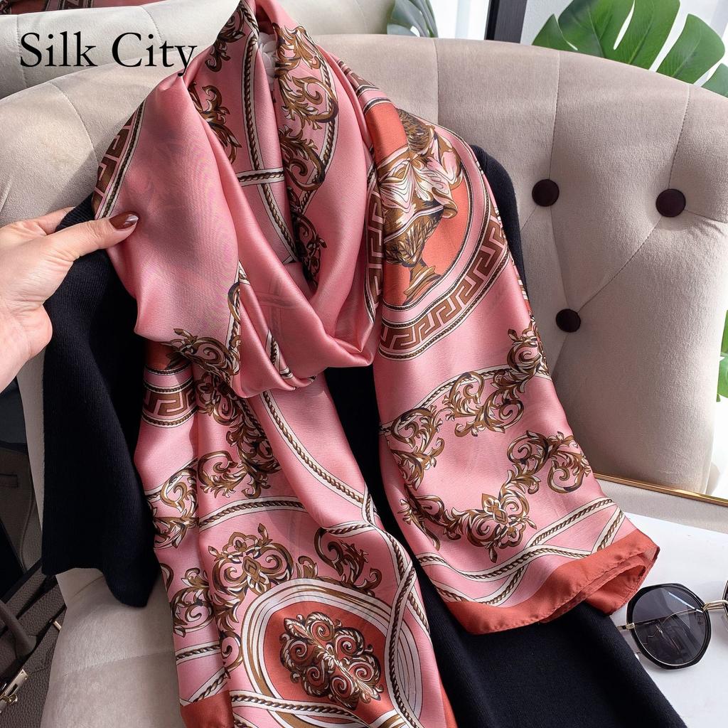 Sciarpe di seta lussuose di alta qualità Fascia per capelli Sciarpe Sciarpa al collo per donna ...