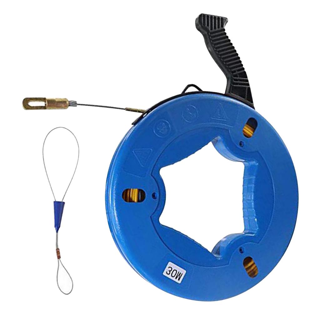 30Mx4mm Fiberglass Cable Wire Reel Snake Conduit Duct Fish Tape Puller ...