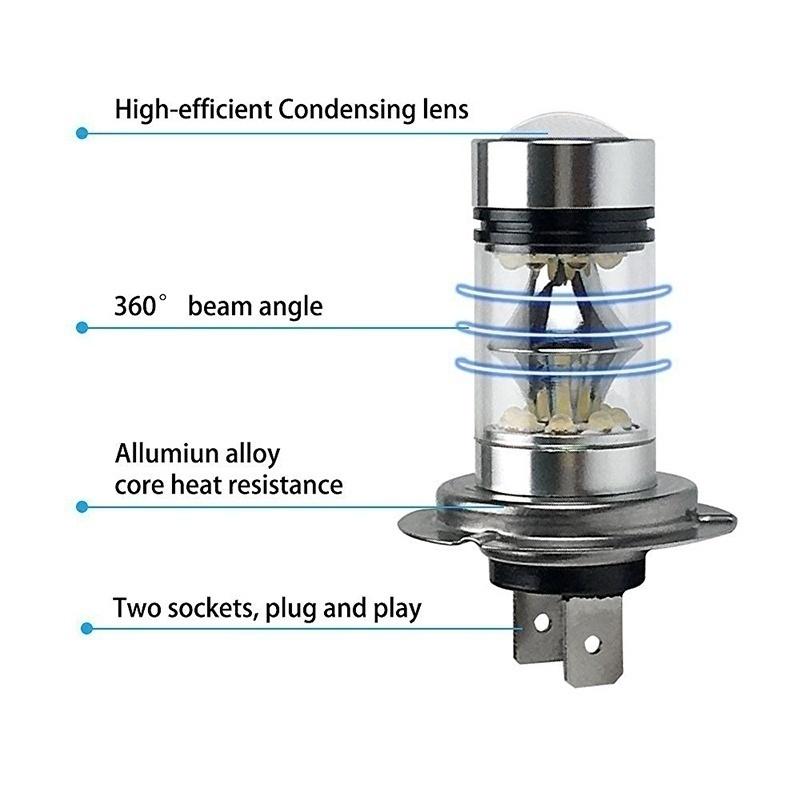 2PCS Direct Replacement H7 H4 Led Lights High Power 100W 6000K Car ...