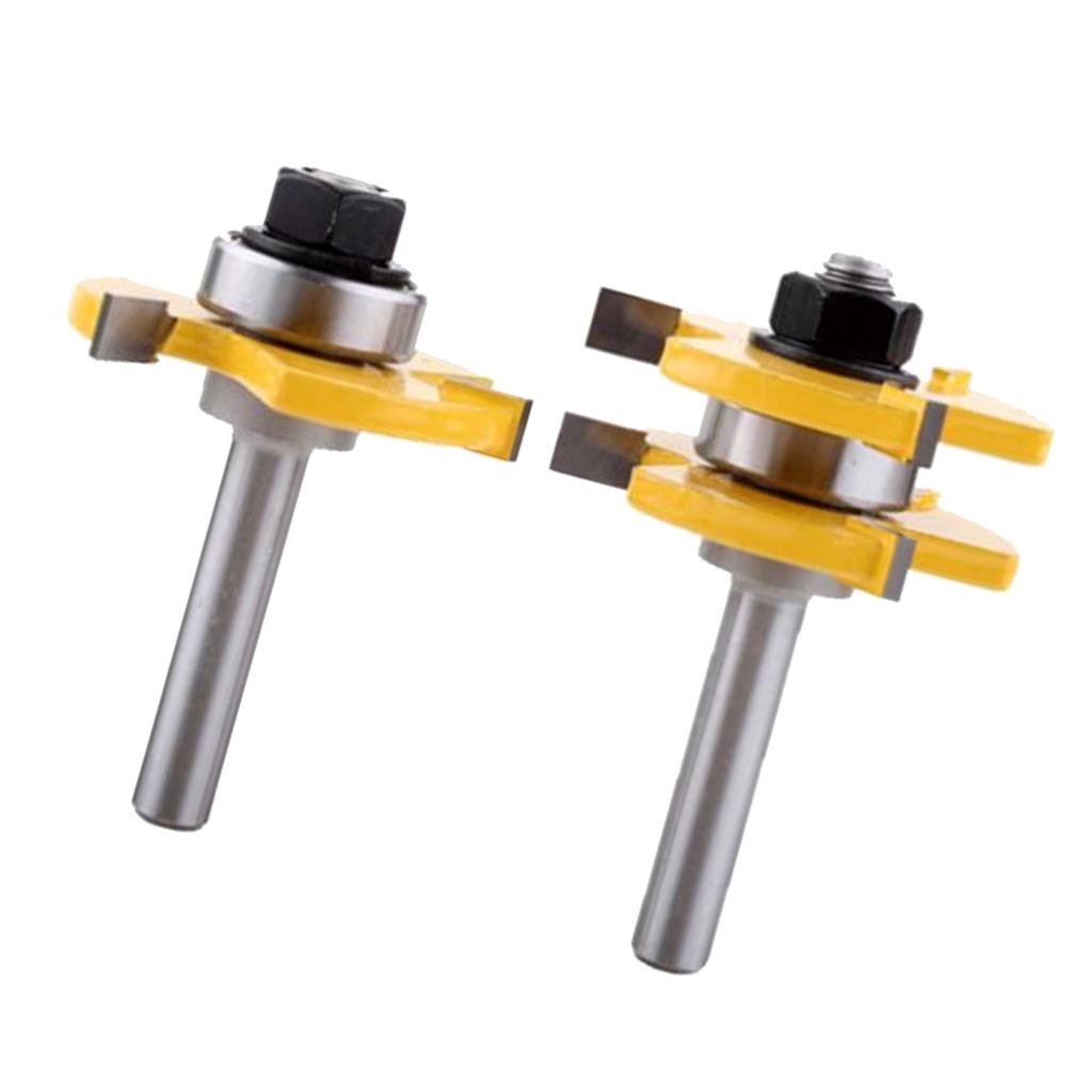 Buy 2 X 1/4'' Shank Tongue and Groove Router Bit Set T Shape Wood ...