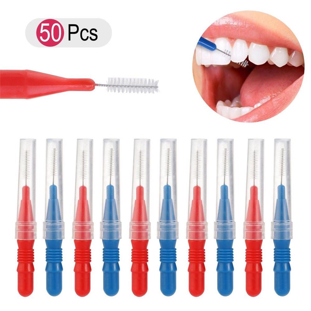 Buy 50pcs Tooth Flossing Head Soft Plastic Interdental Brush Oral ...