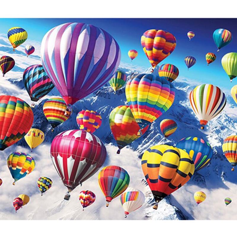 5D DIY Diamond Painting "Many Hot Air Balloons"Cross Stitch Round Drill ...