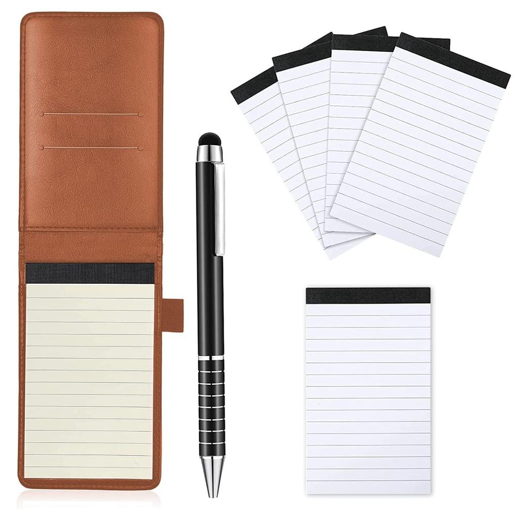 Buy 7 Pc Mini Pocket Notepad Holder Set With Metal Pen And Pocket ...