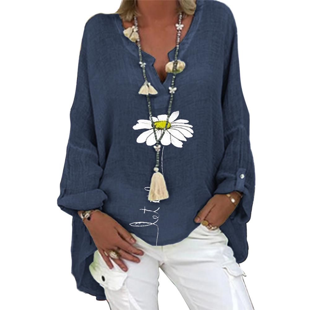 Buy Fashion Tops Women Sleeve V Neck Floral Tunic Long Print Button ...