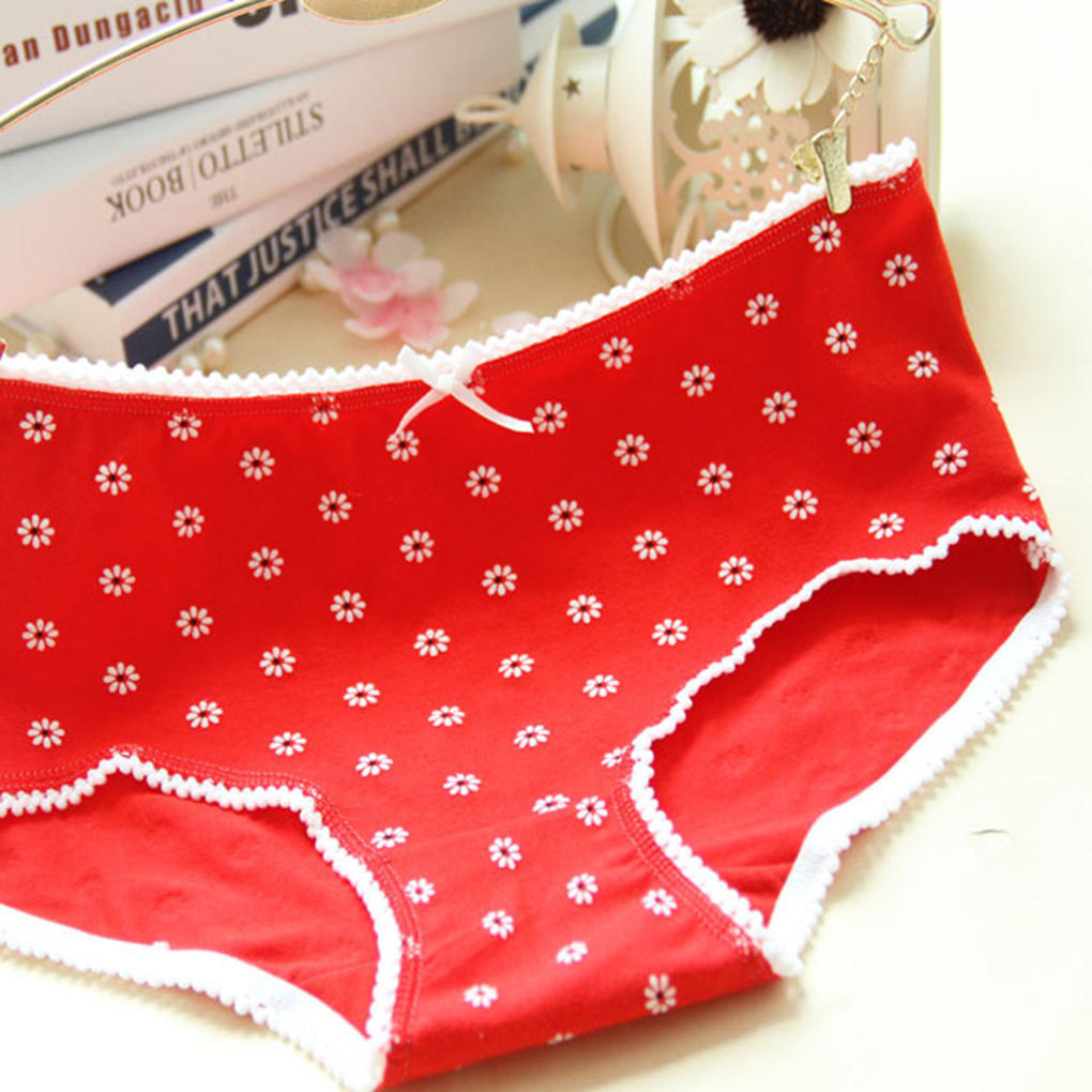 Buy Women's 3D Little Daisy Underwear Low Waist Cotton Bowknot Panty at ...