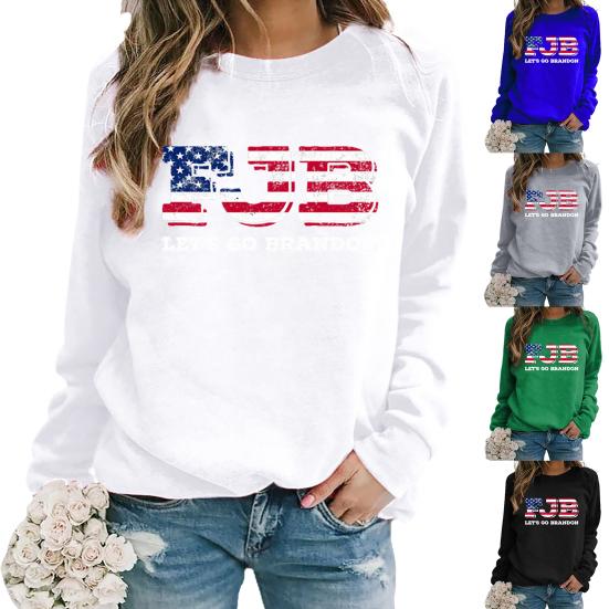 Buy O-Neck Long Sleeve Women Sweatshirt Let's Go Brandon FJB Letter ...