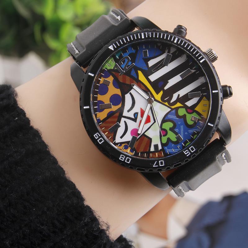 Buy Creative Student Couples Large Dial Silicone Graffiti Watches at ...