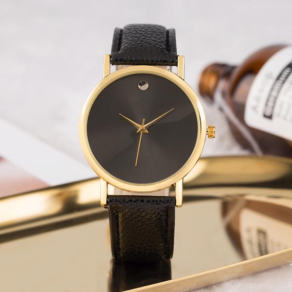 Buy Simple Men Women Leather Watch Nail Head Pattern Quartz Watch ...
