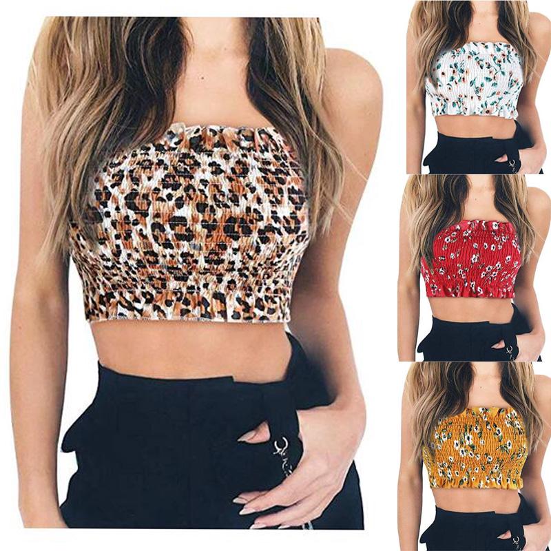 Buy Summer Women's Sexy Off Shoulder Elastic Tops Floral Tube Top ...