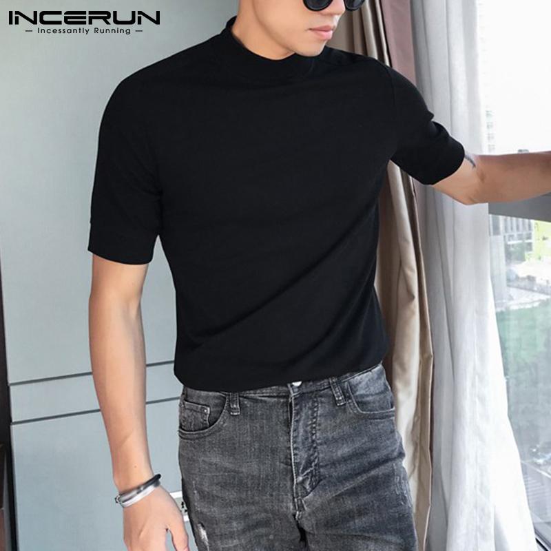 Buy INCERUN Summer Formal Mens Fashion Basics Short Sleeves T Shirts ...