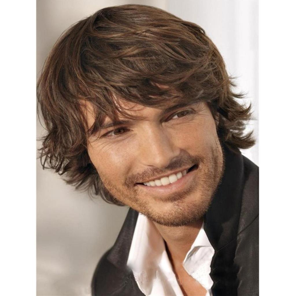 Satın alın Synthetic men's short wigs Brown natural curly wigs Men's ...