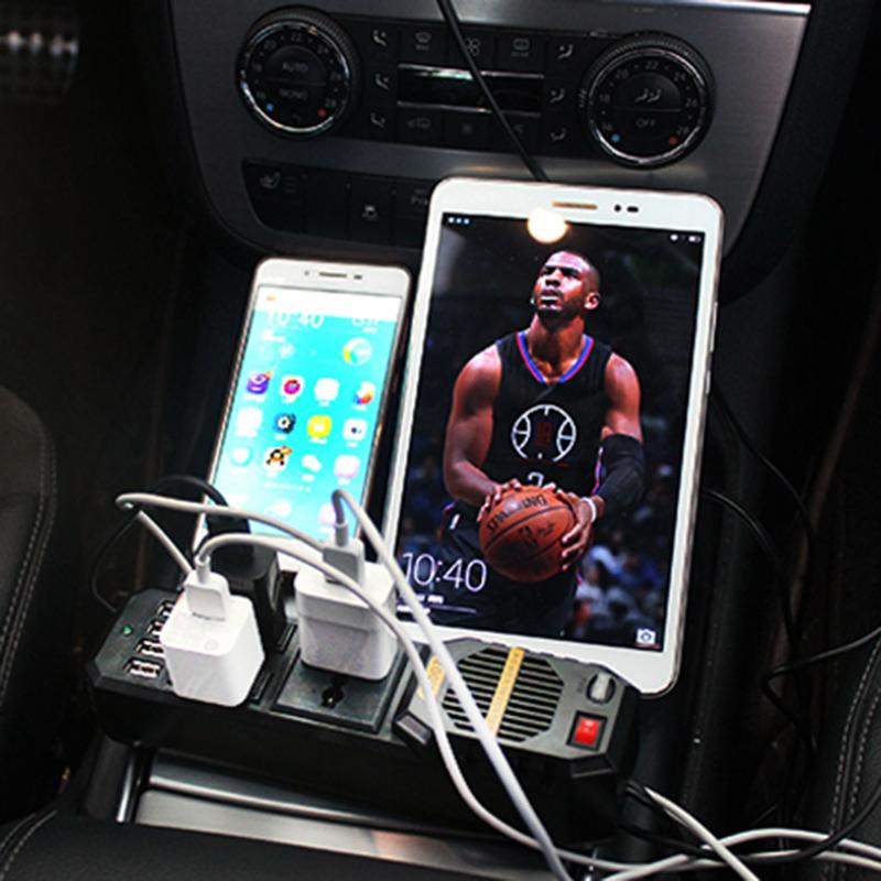 200W Car 4 Port USB 12V DC to AC 220V Vehicle Power Inverter Adapter ...