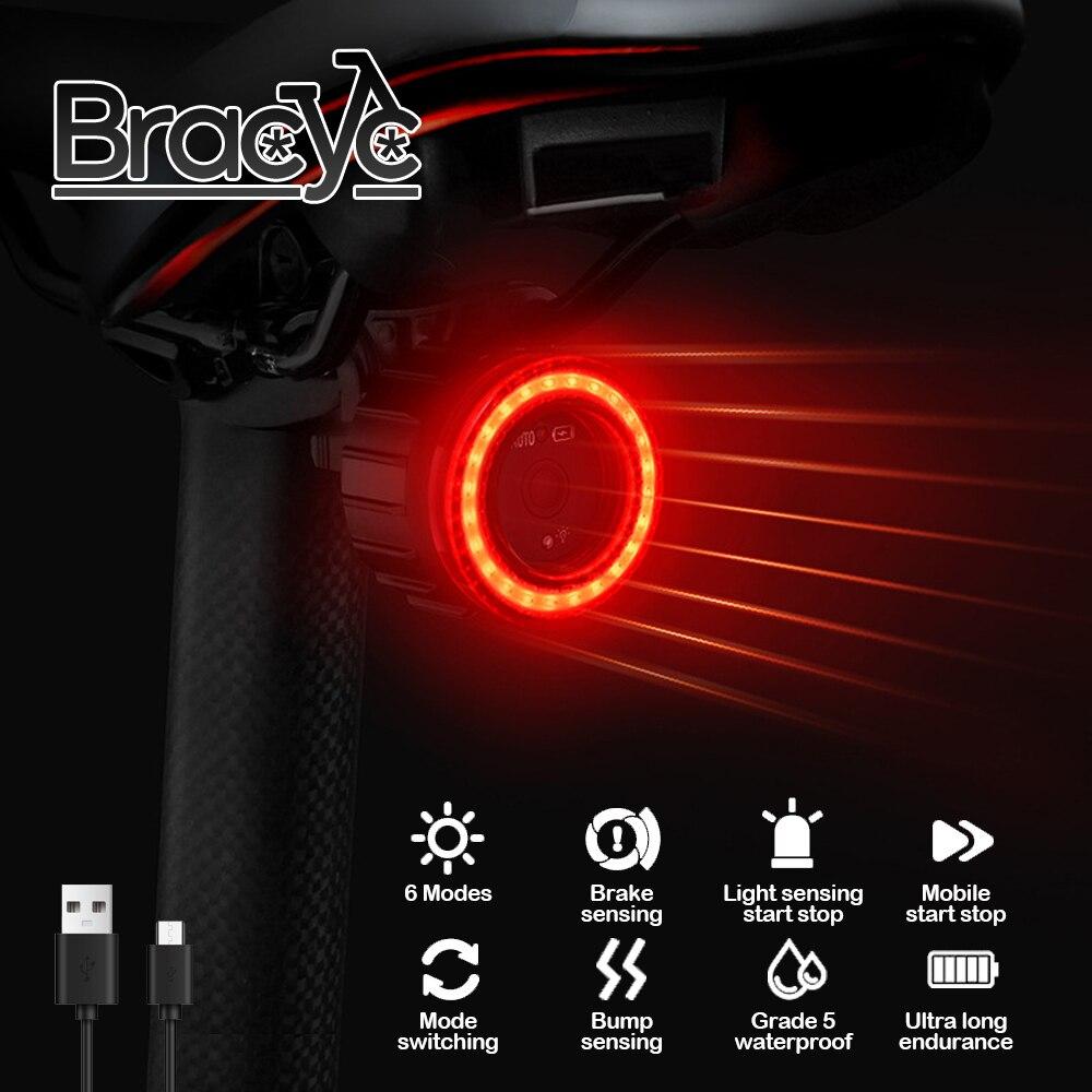 Bracyc Bike Sensor Brake Tail Light Six Modes High Visibility Bicycle ...