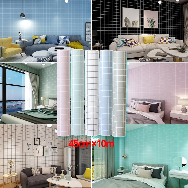 Buy 45cmx10m PVC Self-adhesive Wallpaper Wall Stickers Plaid Pattern ...
