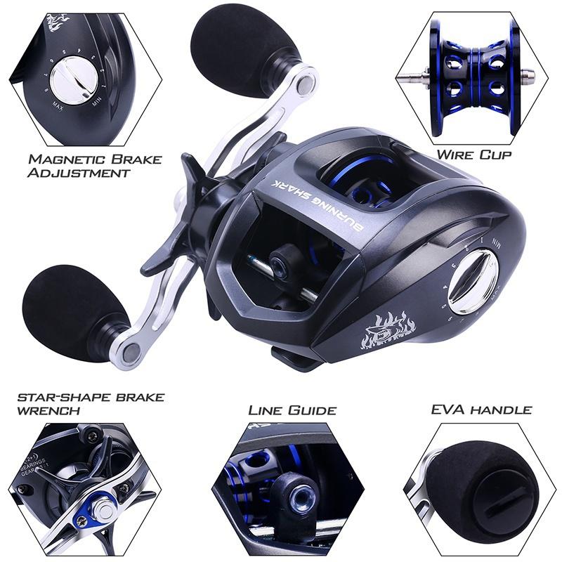 Cheap Casting Fishing Set 2.1M/2.4M Carbon 4 Section Baitcaster Rod and ...