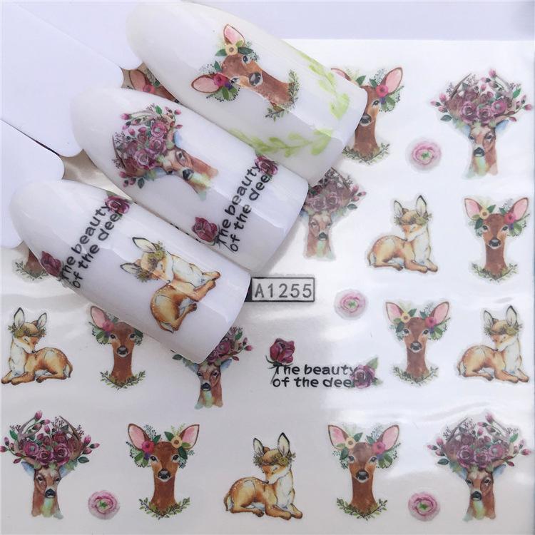 Buy Cartoon Animal Watermark Nail Sticker Elk Panda Giraffe Child Nail ...