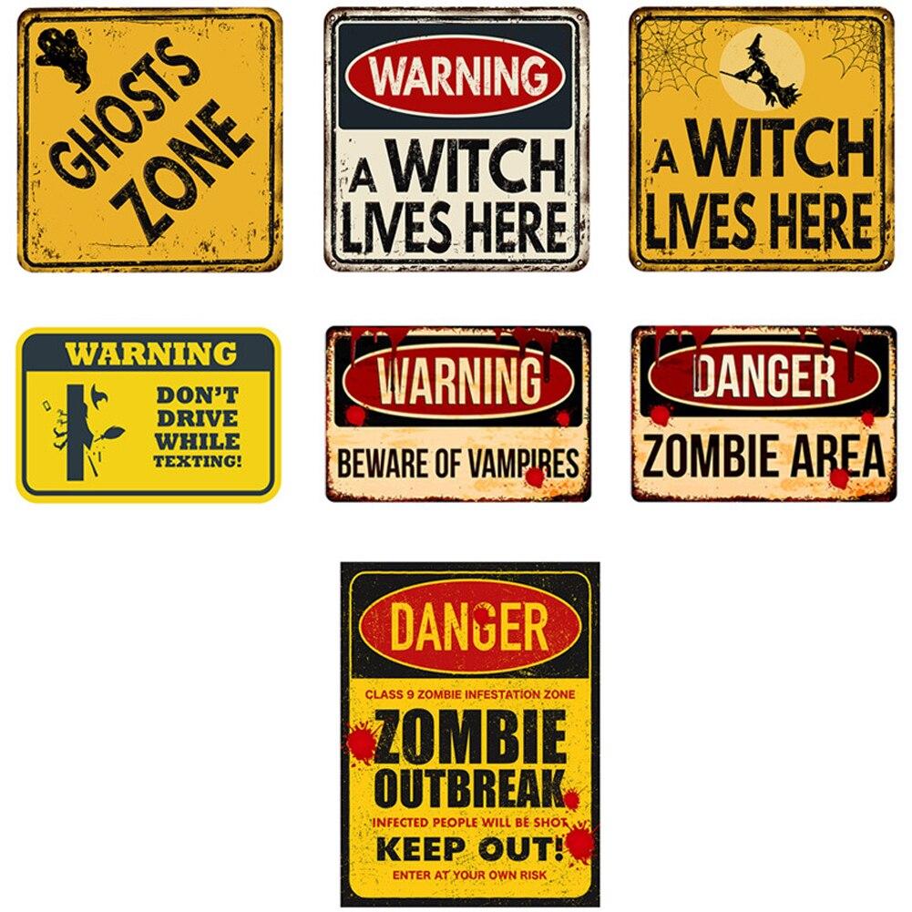 Brand New 2020 Halloween Warning Sign Stickers Self -Adhesive Horror ...
